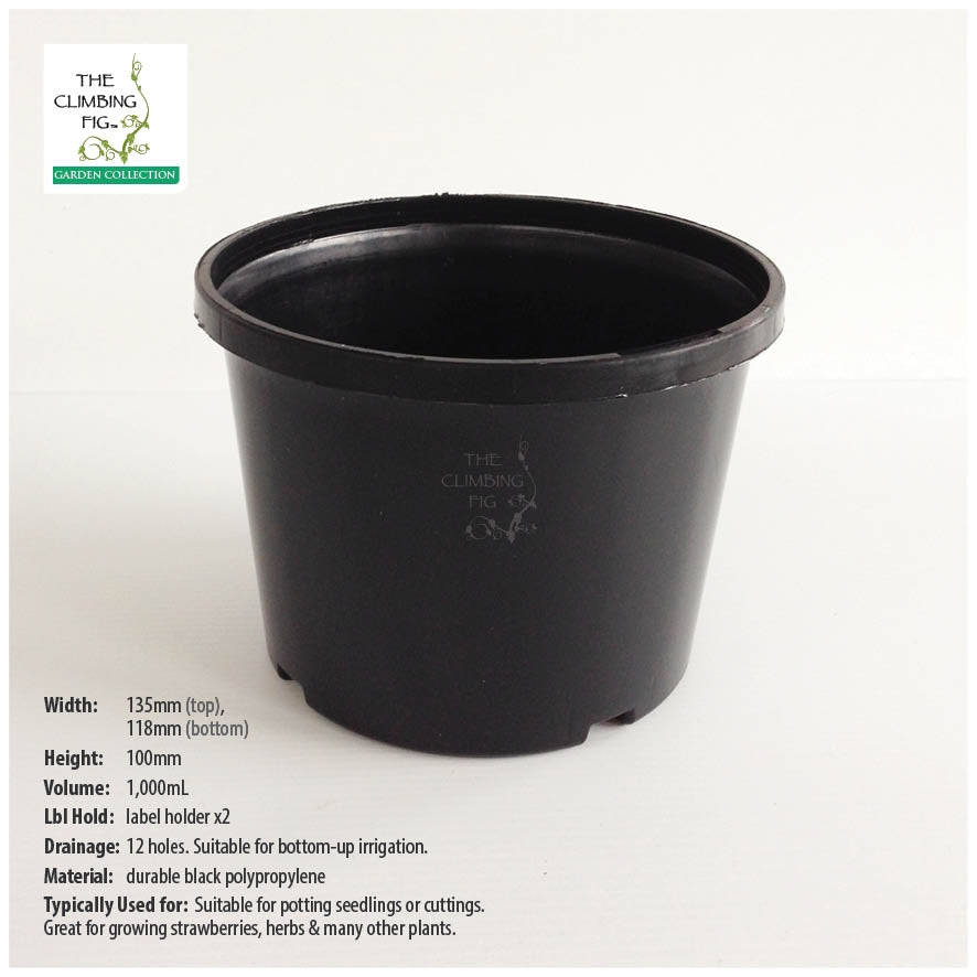 140mm Squat BLACK Plastic Pots. For potting seedlings, garden plants ...